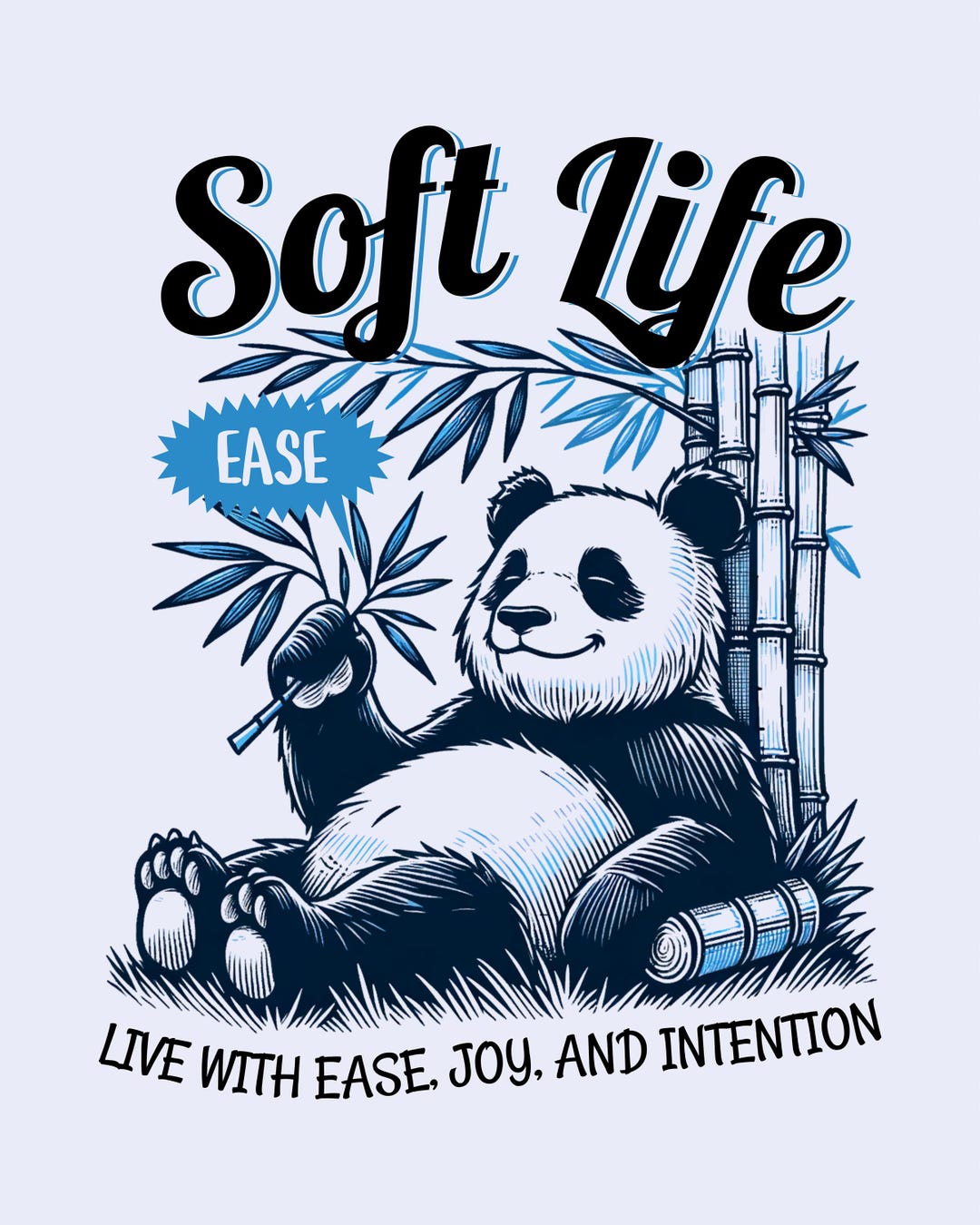 Soft Life Panda Printable - Mindful Living Digital Art - Relaxing ...