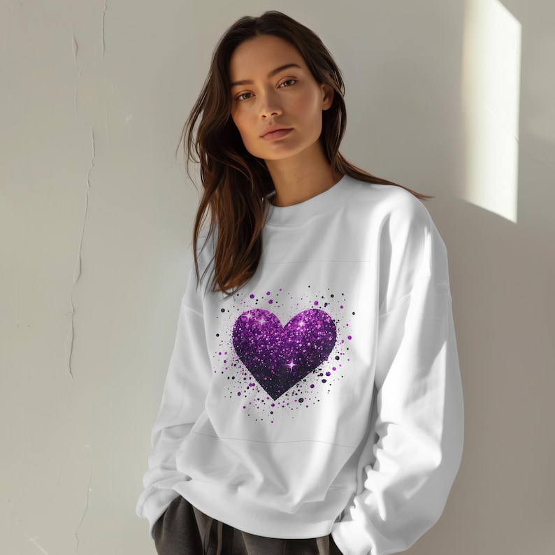 Purple Glitter Heart Clipart – Sparkly Valentine Sublimation PNG ...