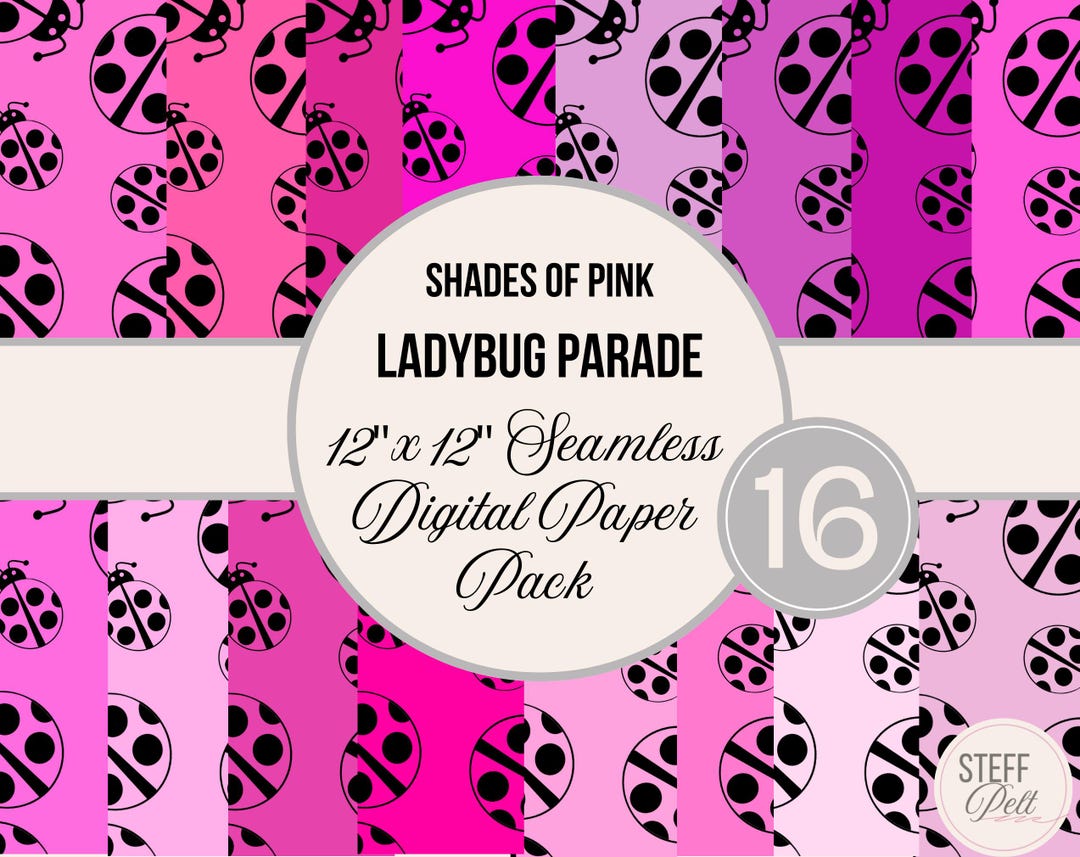 Ladybug Parade Shades of Pink-digital Paper Pack-seamless Pattern ...