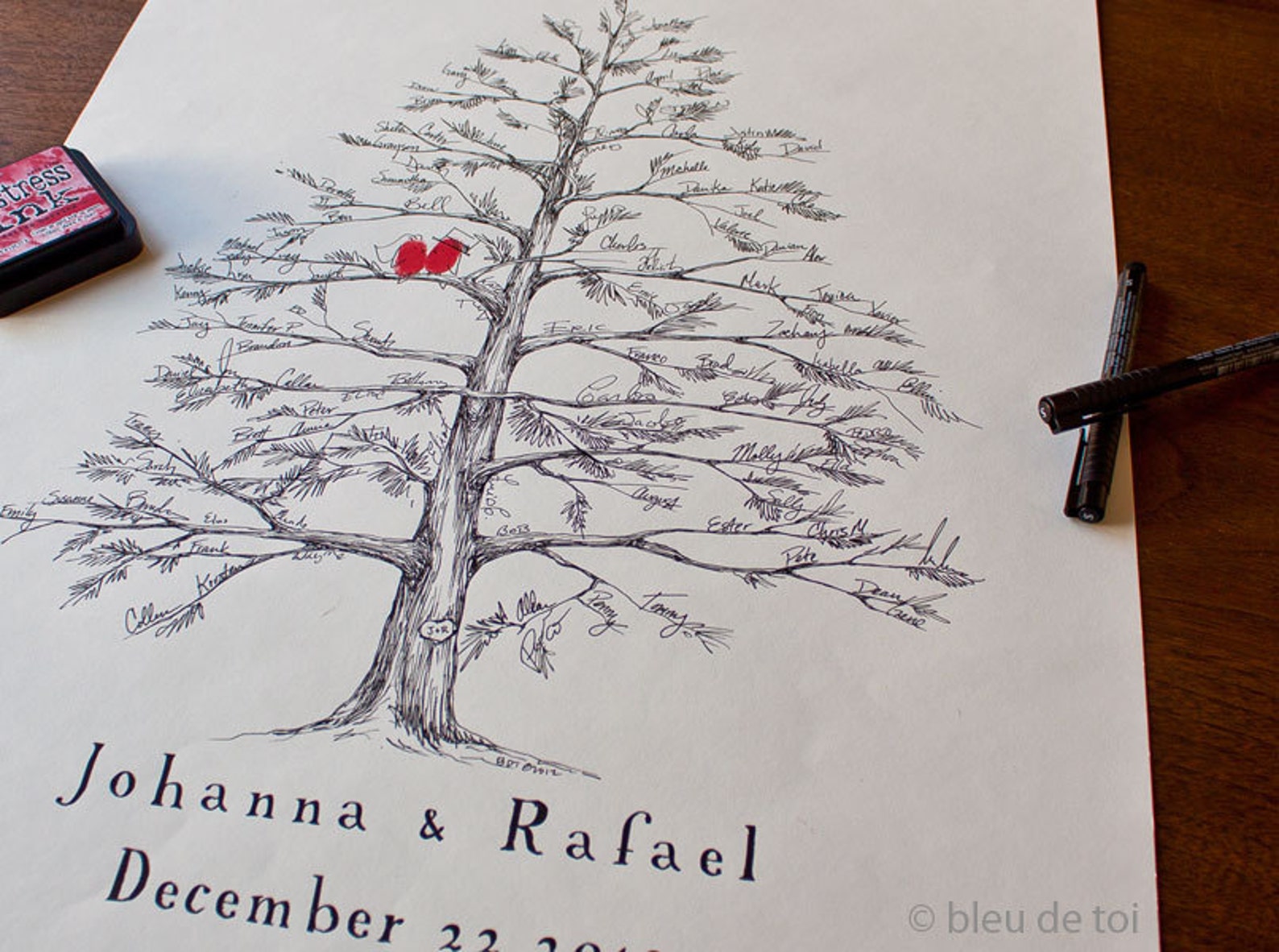 Pine Tree Signature Tree Personalized Digital Wedding Guest - Etsy