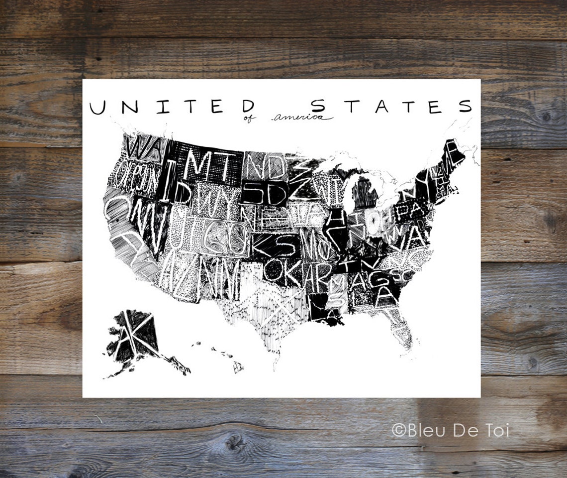 Instant Download US Map Art Map of United States Modern - Etsy