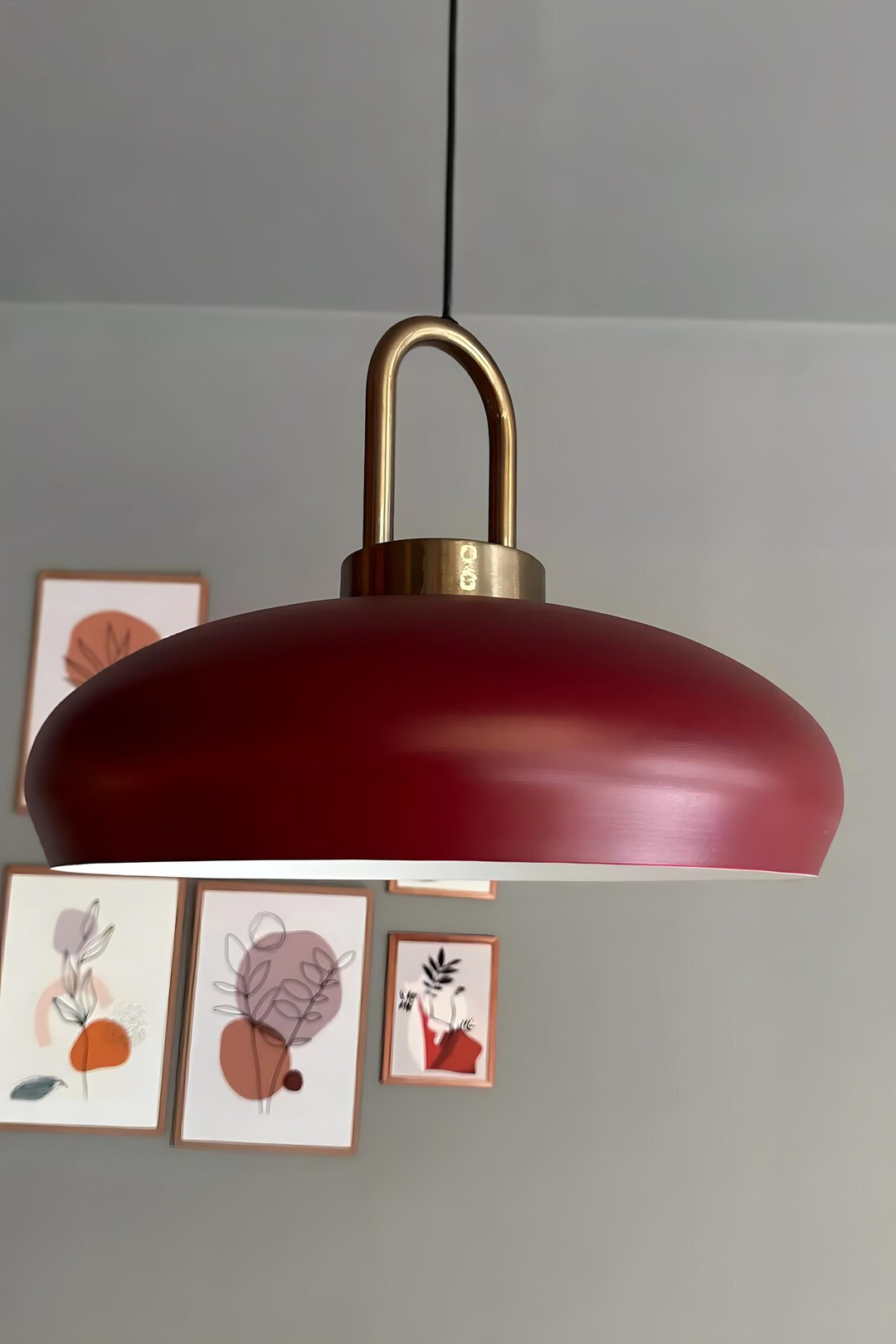 Burgundy Brass Pendant Light | Modern Single Ceiling Lamp for Kitchen ...