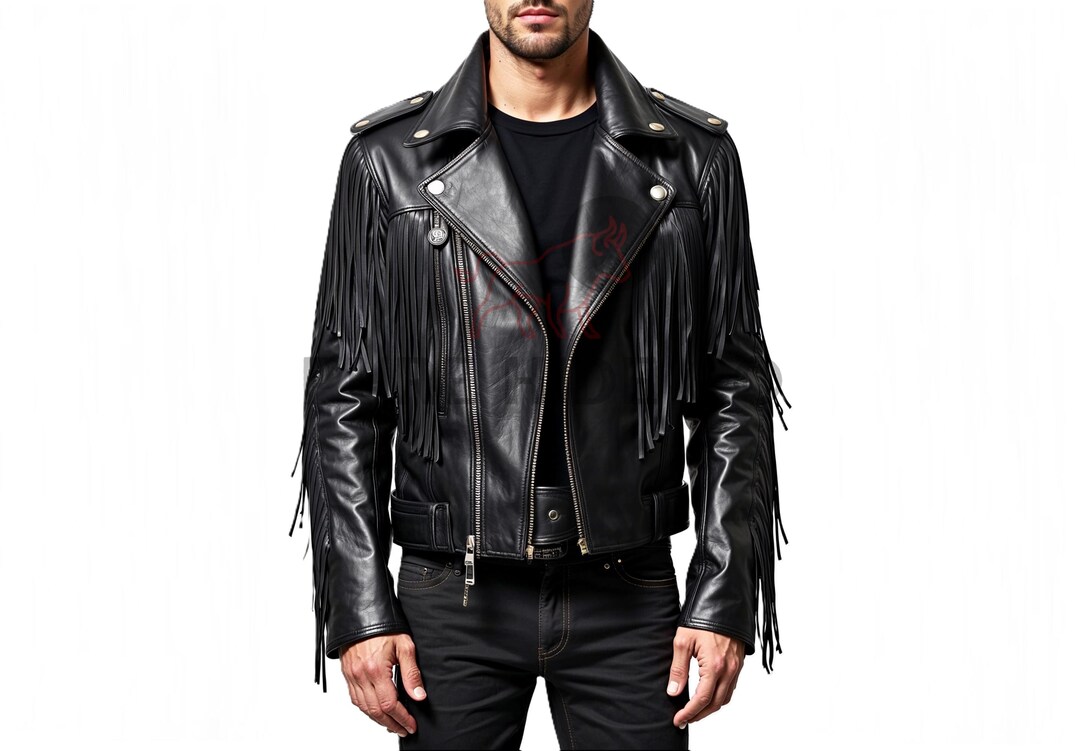 Handmade Black Leather Fringe Biker Jacket – Western Cowboy Style - Etsy