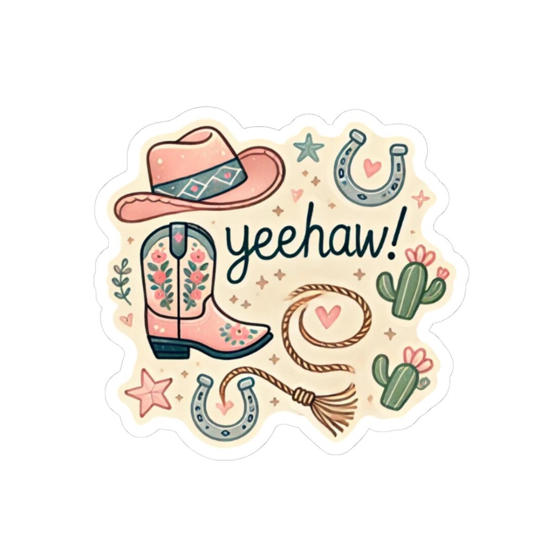 Yeehaw Cowboy Kiss-cut Stickers for Western Lovers, Retro Floral Decals ...