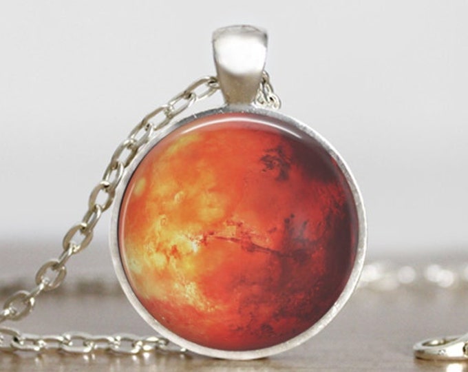 Mars Necklace, Mars Pendant, Mars Jewelry, Mars Charm, Space Necklace ...