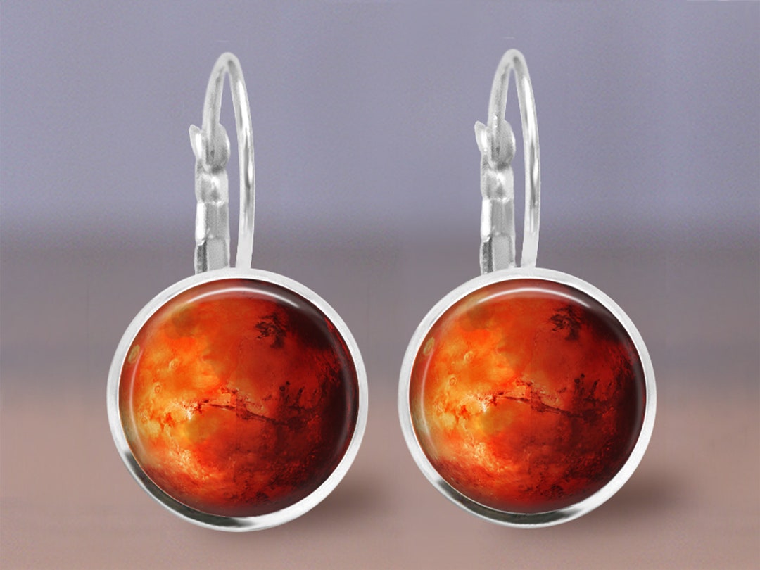 Planet Mars Earrings Stud or Lever Back - Etsy