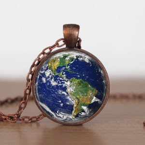 Earth Necklace, Earth Pendant, Earth Jewelry, Earth Charm, Space ...
