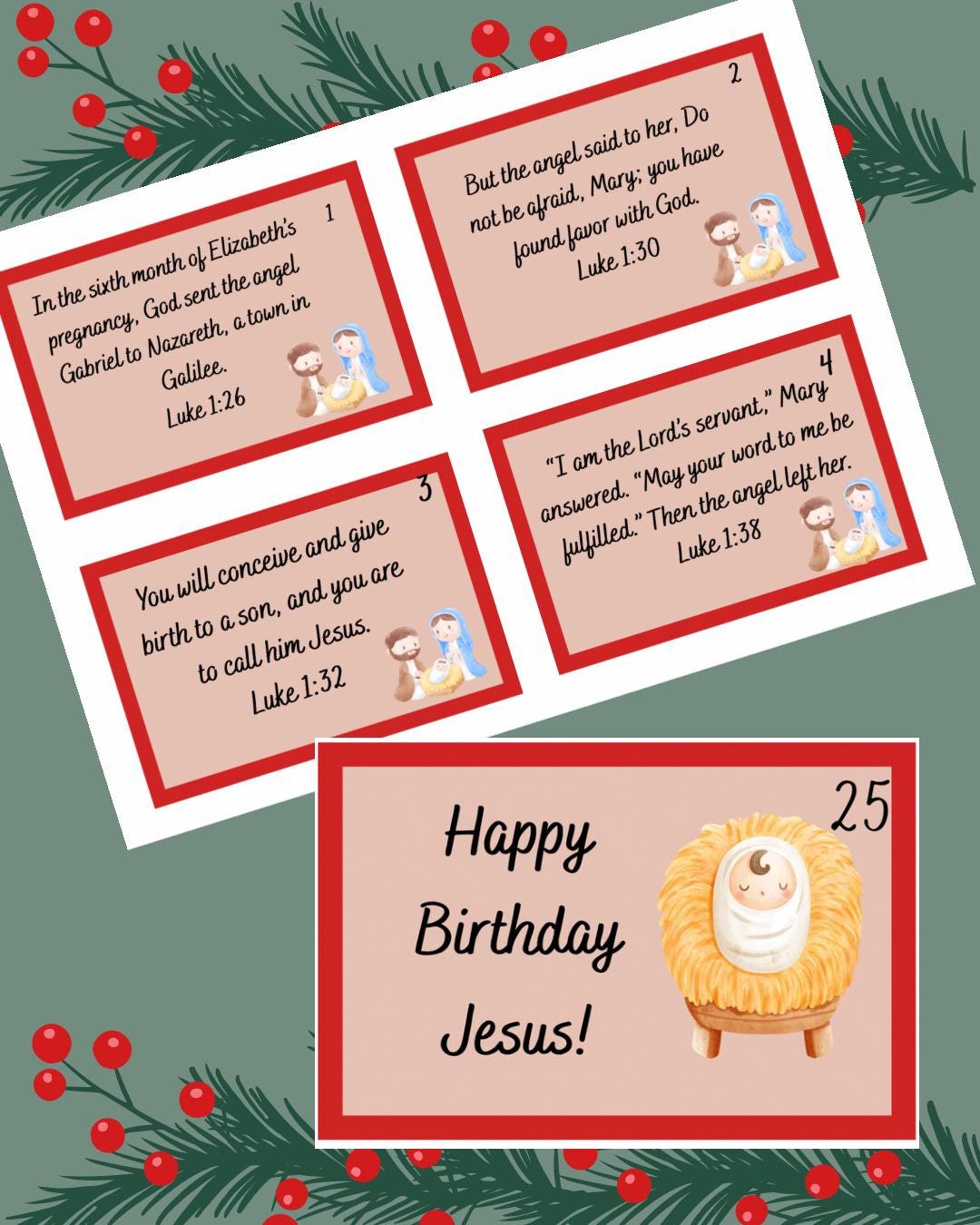 Nativity Memory Game| Advent Scripture Cards|countdown to Christmas - Etsy