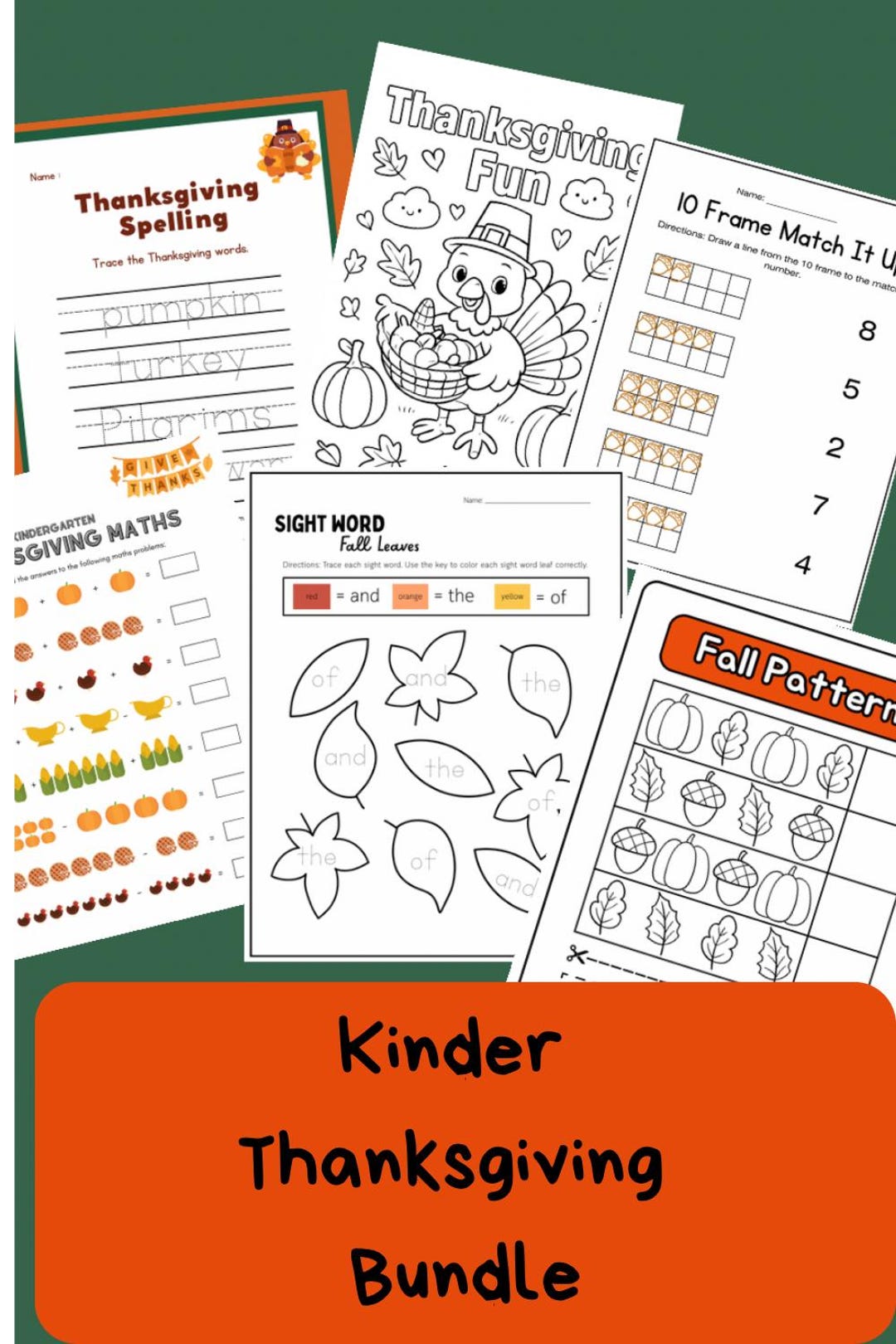Kinder Thanksgiving Activity Bundle | Preschool & Kindergarten ...