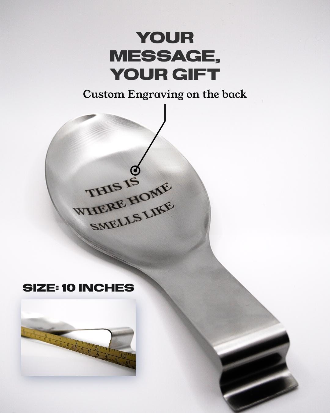 Personalized Stainless Steel Spoon Rest: Custom Engraved Kitchen Decor ...