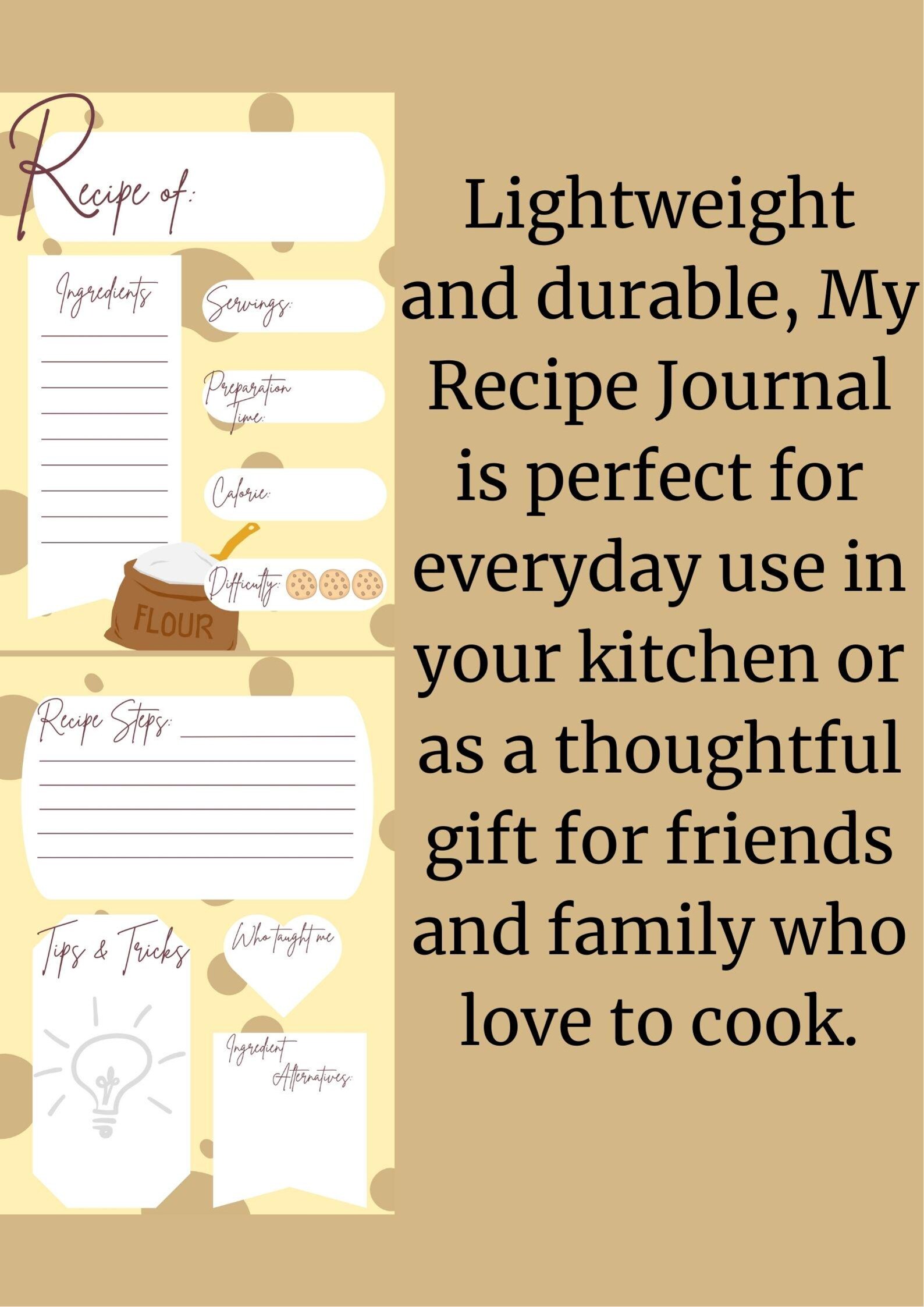 Recipe Journal | DIY Cookbook | Personalized Recipe Organizer | Family ...
