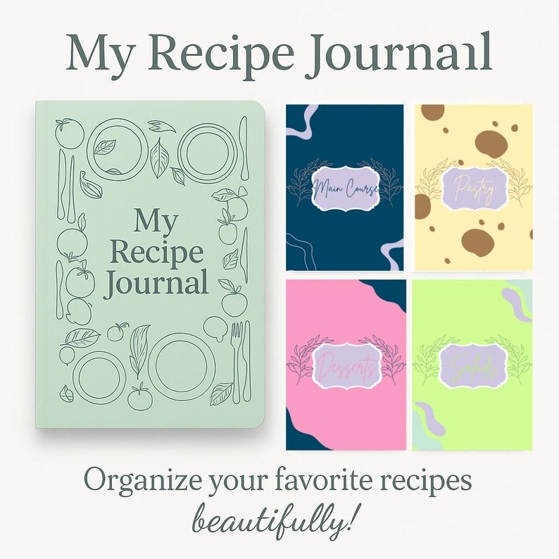 Recipe Journal | DIY Cookbook | Personalized Recipe Organizer | Family ...