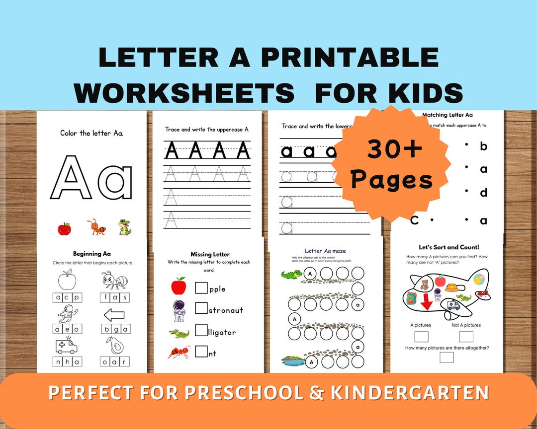 Letter A Worksheets Bundle | 30+ Preschool & Kindergarten Printables ...