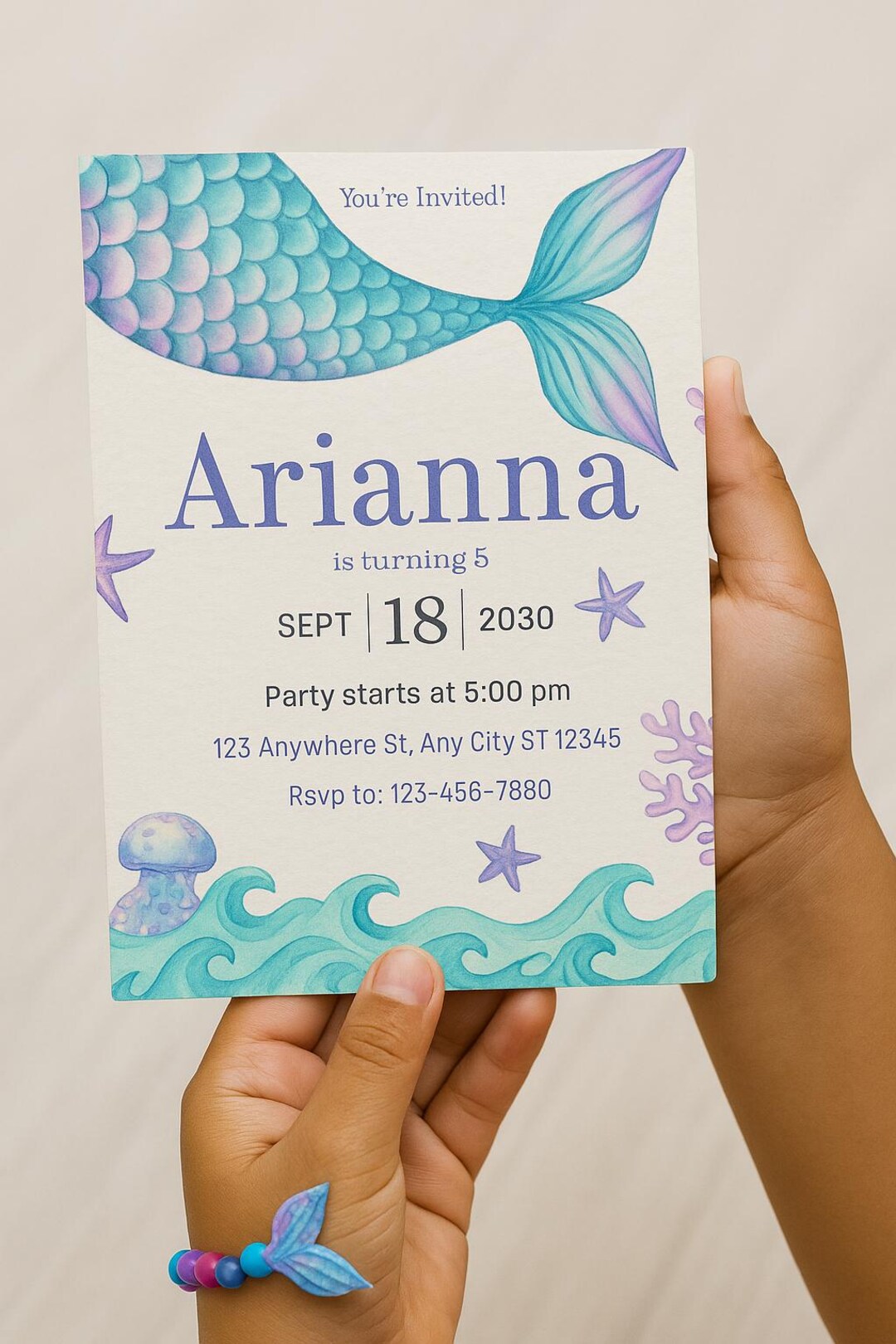 Mermaid Birthday Invitation – Canva Editable Template - Etsy