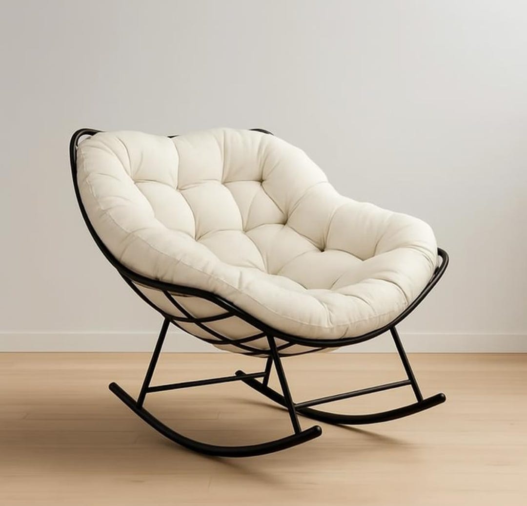 Velvet Cushion Rocking Chair | Iron Frame Rocking Chair, Comfortable ...