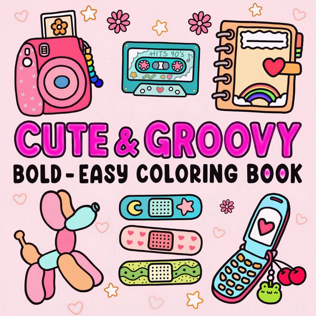Coco Wyo Cute & Groovy Coloring Book 66 Pages, Cute, Comfortable ...