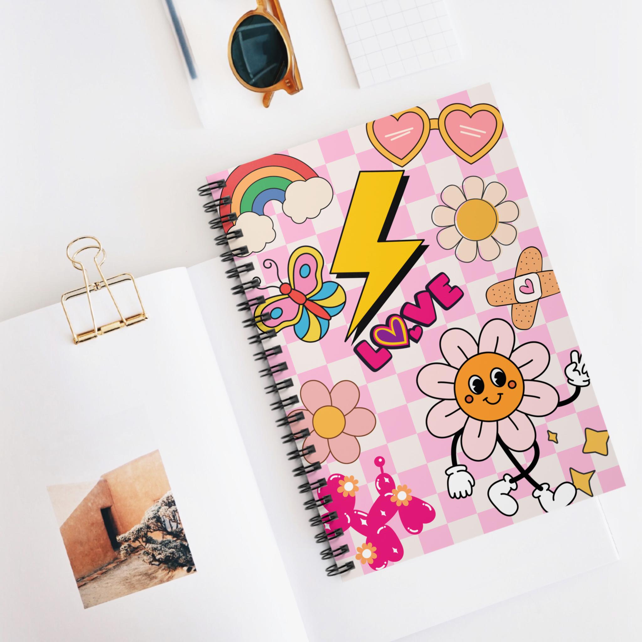 Colorful Love Spiral Notebook, Cute Floral Journal, College Supplies ...