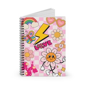 Colorful Love Spiral Notebook, Cute Floral Journal, College Supplies ...