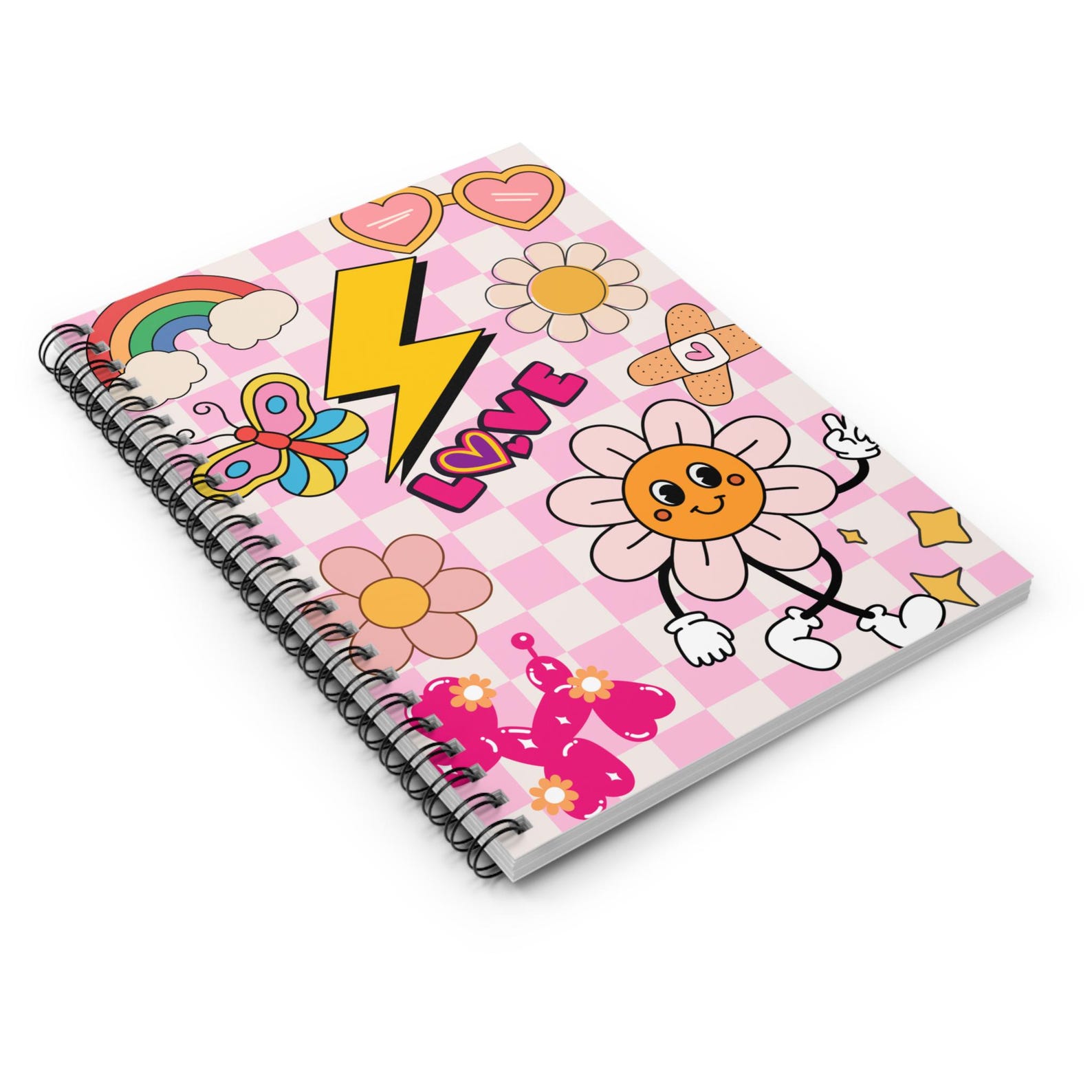 Colorful Love Spiral Notebook, Cute Floral Journal, College Supplies ...