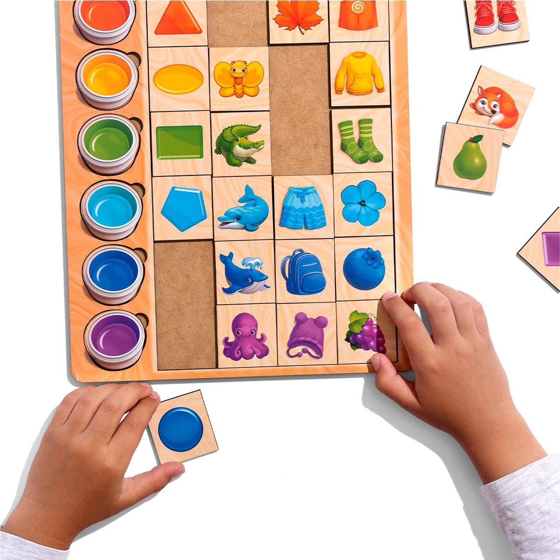 Montessori Color Sorting Game – Wooden Association Board for Toddlers ...