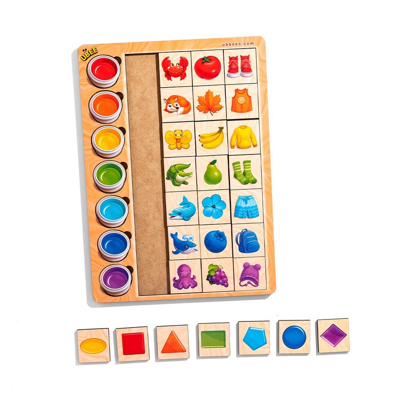 Montessori Color Sorting Game – Wooden Association Board for Toddlers ...