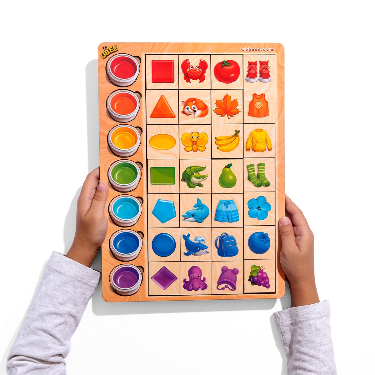 Montessori Color Sorting Game – Wooden Association Board for Toddlers ...