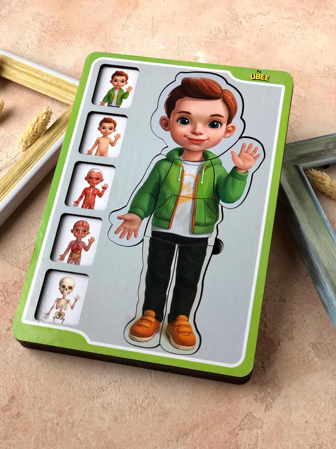 Wooden Human Body Puzzle Boy Montessori Anatomy Game for Kids Learning ...