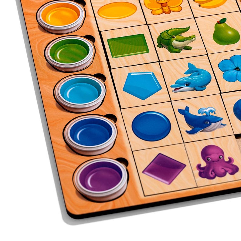 Montessori Color Sorting Game – Wooden Association Board for Toddlers ...