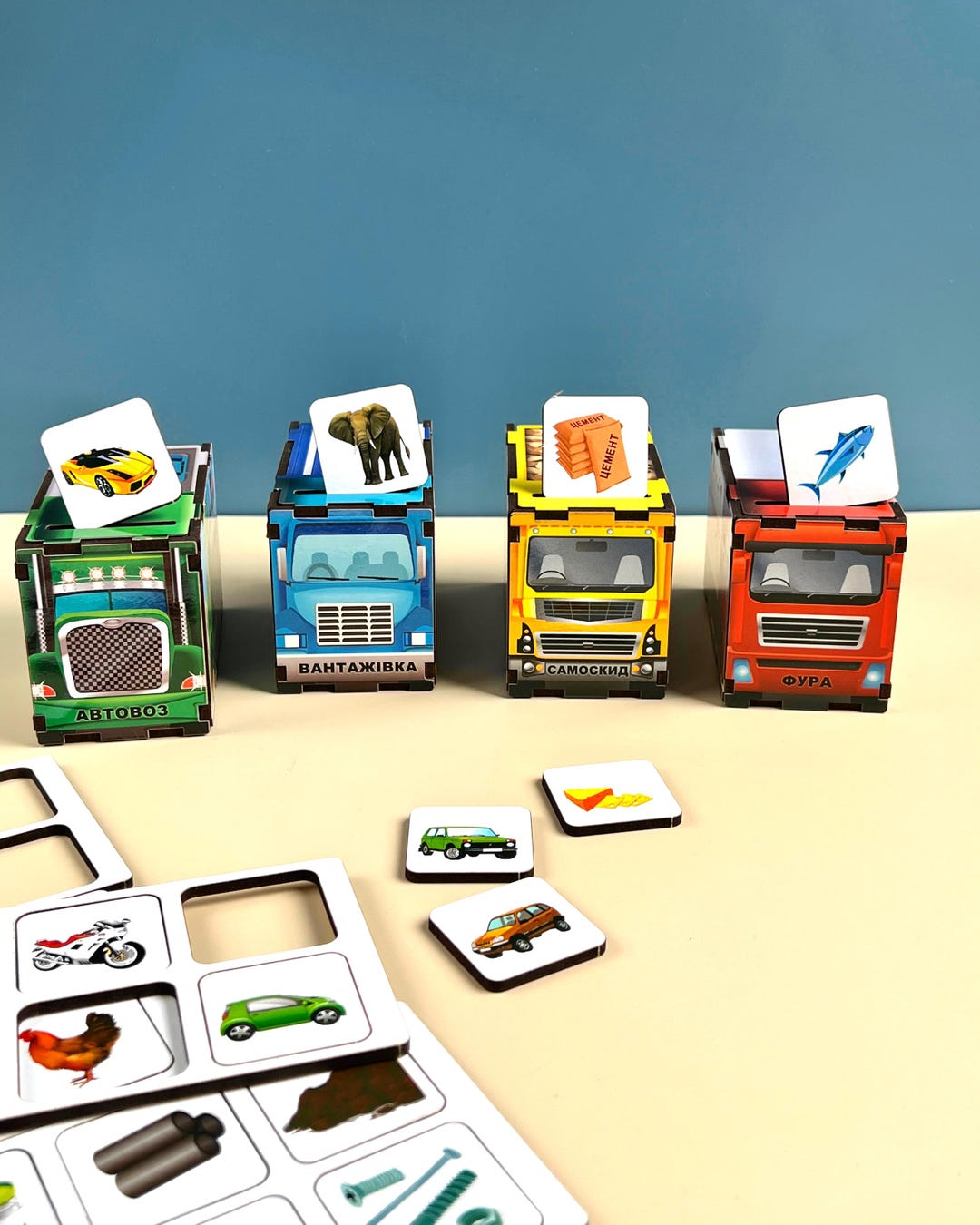Montessori Sorting Toy “vehicle Organizer” – Wooden Categorization ...