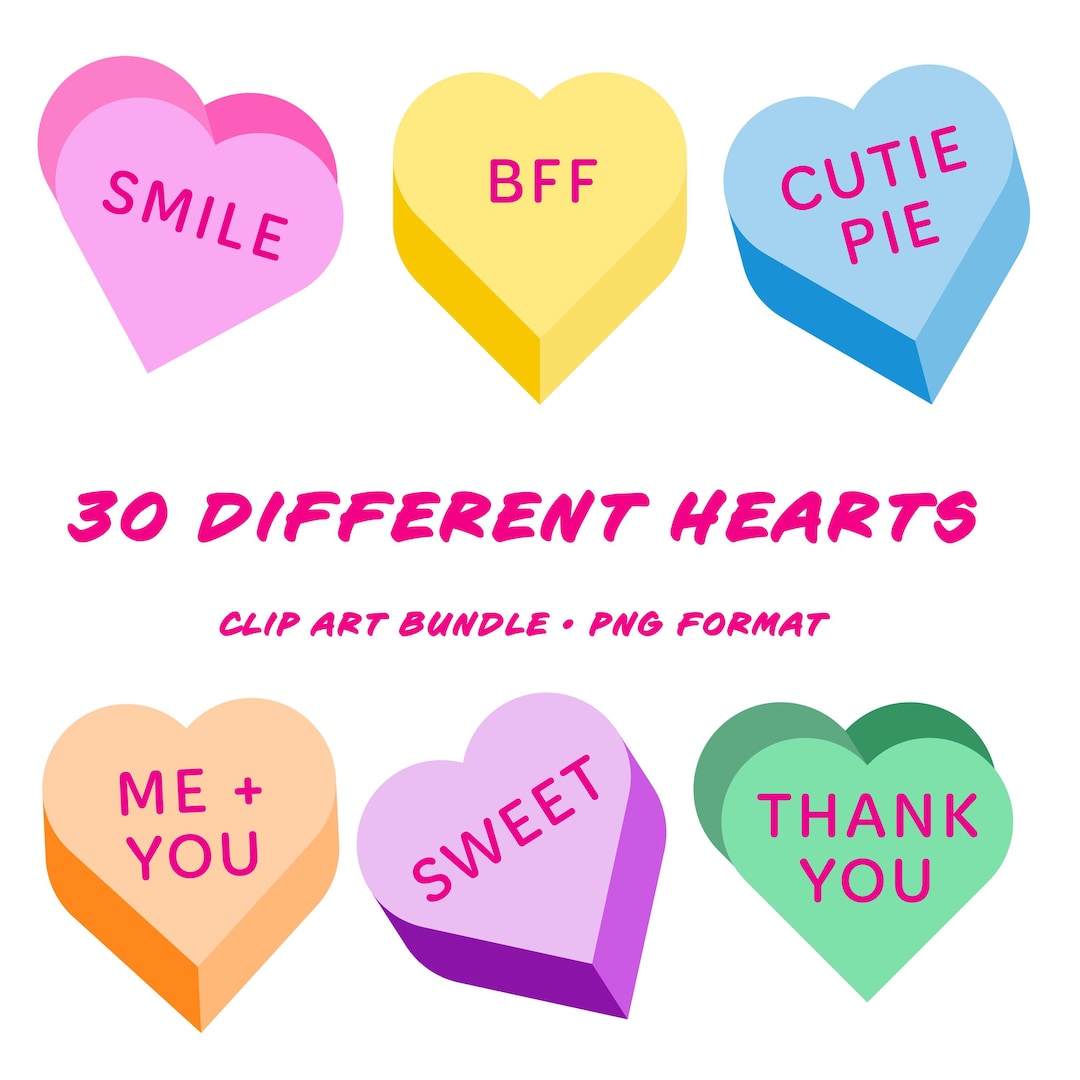 Conversation Heart Clip Art Bundle, PNG Files (digital Download) - Etsy ...