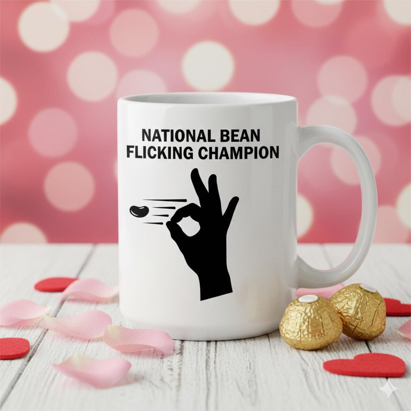 Valentine's Day Gag Gift - National Bean Flicking Champion Mug - Funny ...