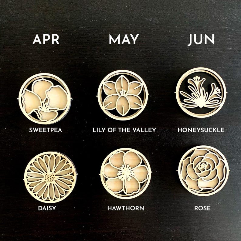 Monogram Pack 04, Birth Flowers SVG Font Bundle, 24 Flowers, Laser Cut ...