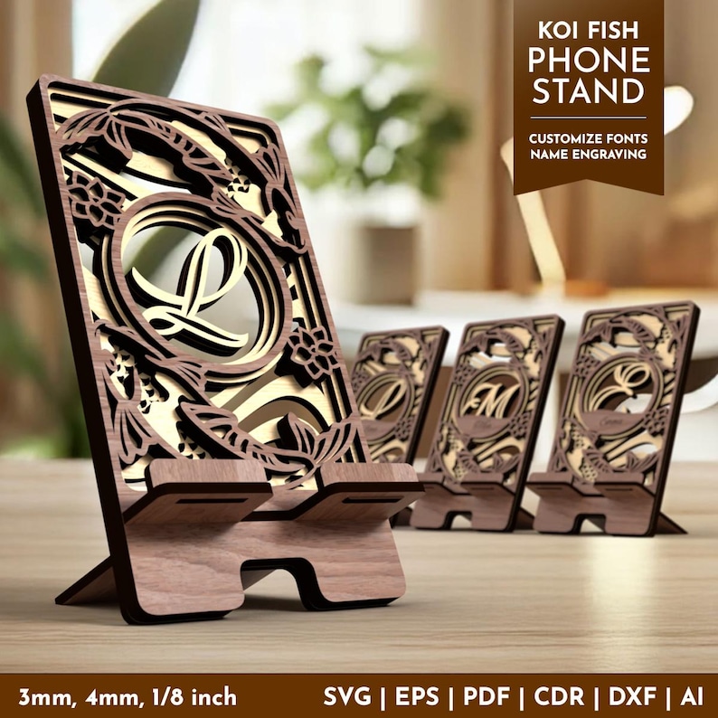 Koi Fish Phone Stand, Phone Holder, Laser Cut Svg Files, Vector Files ...