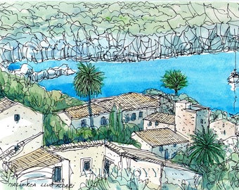 Majorca Arta art print from an original watercolor painting | Etsy