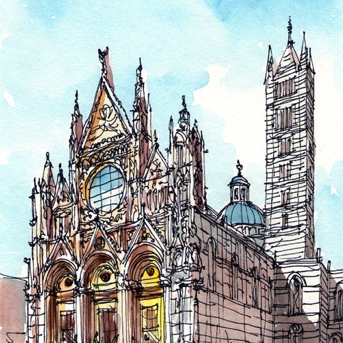 Siena Italy Art Print From an Original Watercolor Painting - Etsy