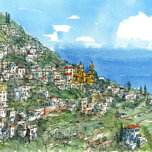 Monterosso Al Mare Art Print From an Original Watercolor - Etsy