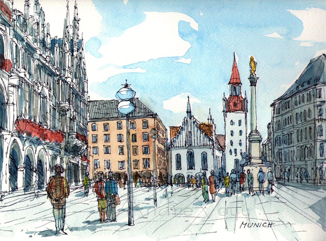 Munich Art Print From an Original Watercolor Painting - Etsy