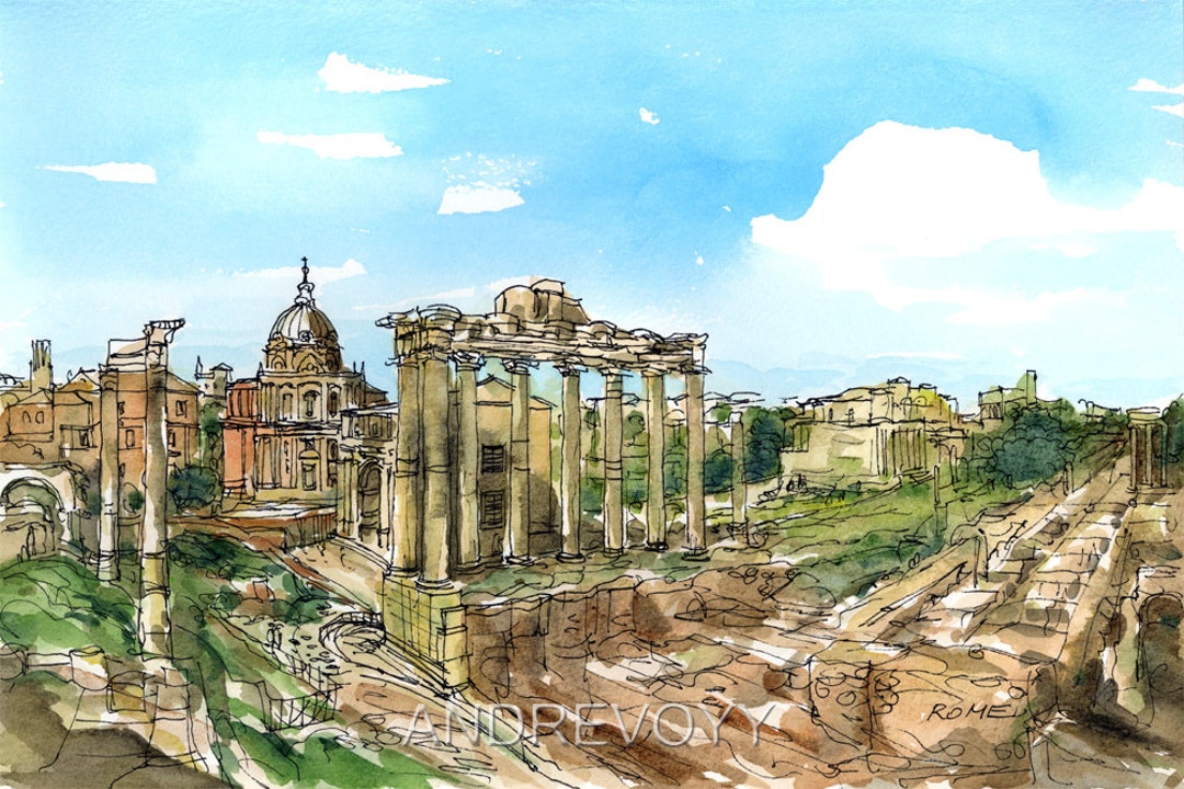 Rome Roman Forum Italy Art Print From an Original Watercolor - Etsy