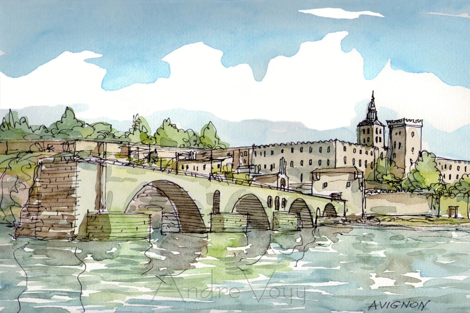 Avignon France Art Print From an Original Watercolor Painting - Etsy