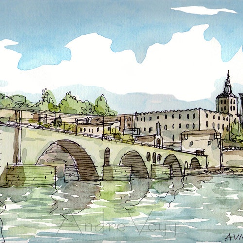 Avignon France Art Print From an Original Watercolor Painting - Etsy