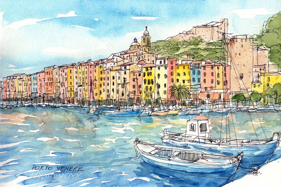 Porto Venere Italy Art Print From an Original Watercolor Painting - Etsy