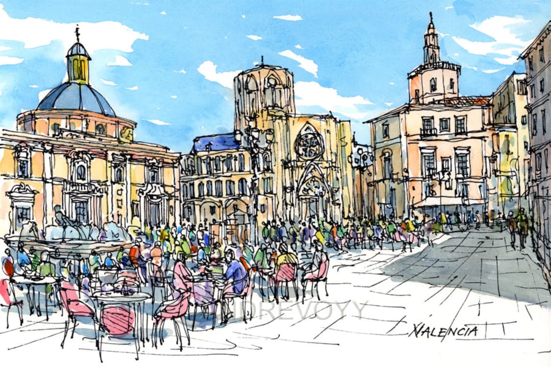 Valencia Spain Art Print From an Original Watercolor Painting - Etsy