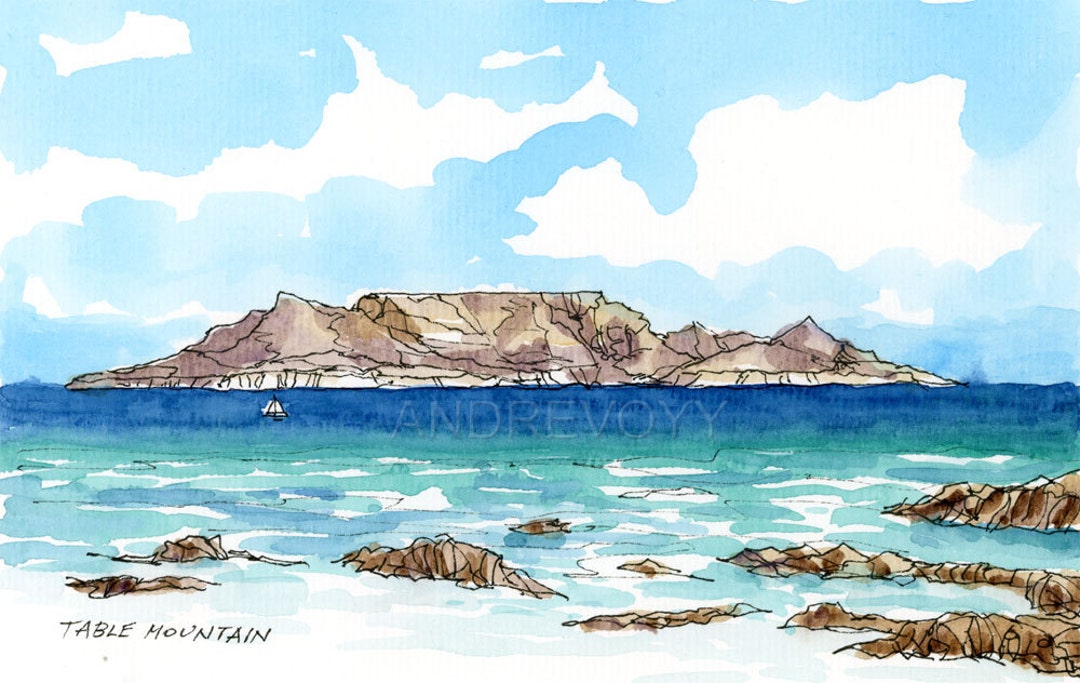 TABLE MOUNTAIN South Africa Art Print From an Original Watercolor ...