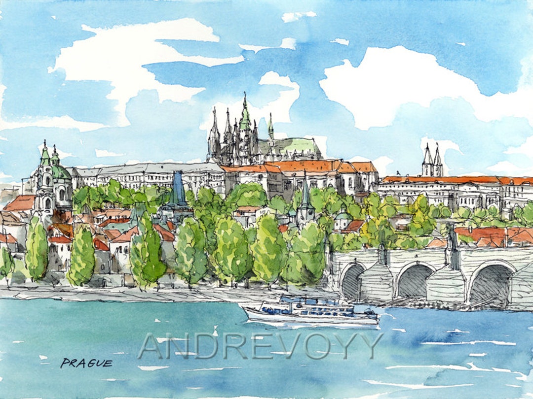 Prague Czech Republic Art Print From an Original Watercolor Painting - Etsy