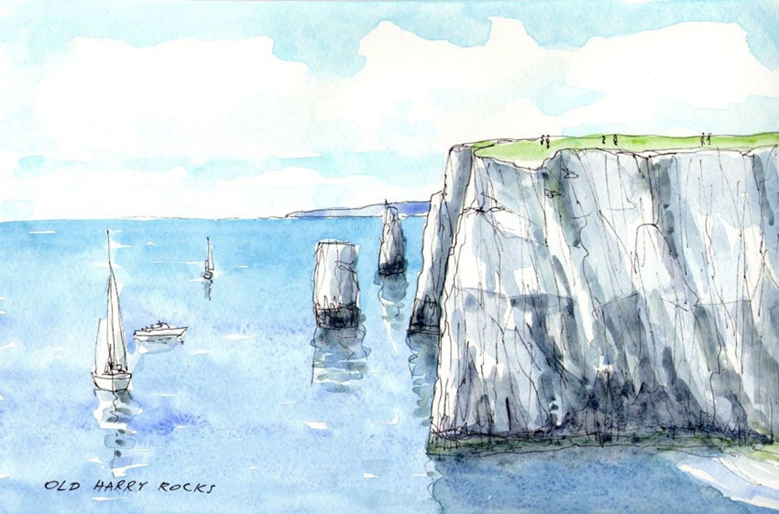 Old Harry Rocks United Kingdom Art Print From an Original | Etsy