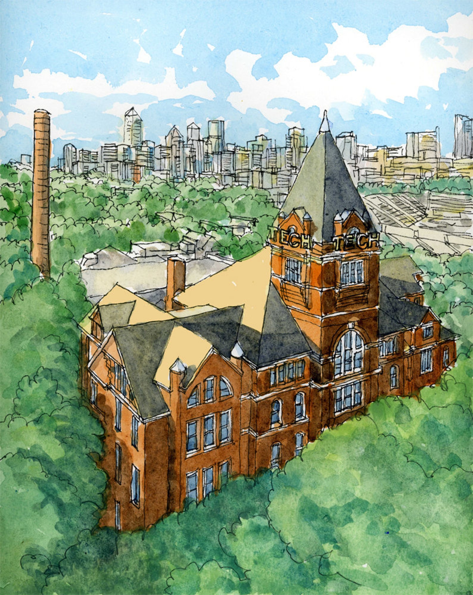 GEORGIA TECH Alabama Art Print From an Original Watercolor - Etsy