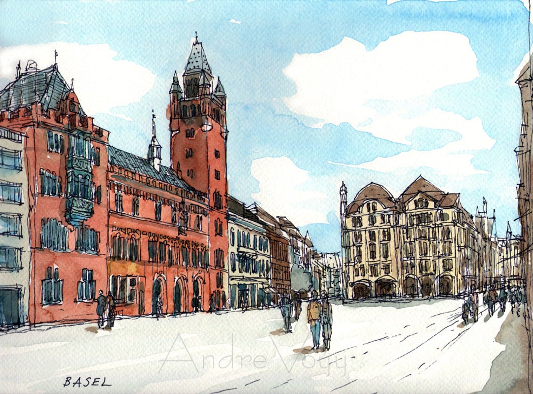 Basel Switzerland Art Print From an Original Watercolor Painting - Etsy