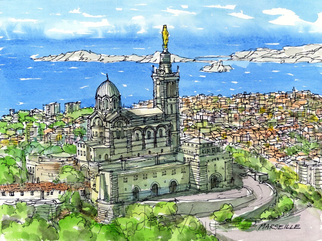 Marseille France Art Print From an Original Watercolor Painting - Etsy
