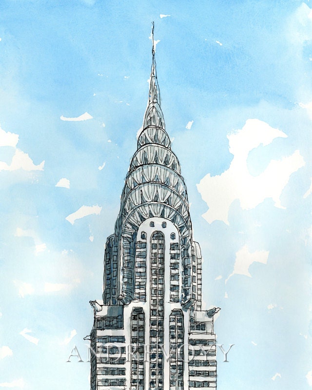 NEW YORK CHRYSLER Building Art Print From an Original Watercolor ...