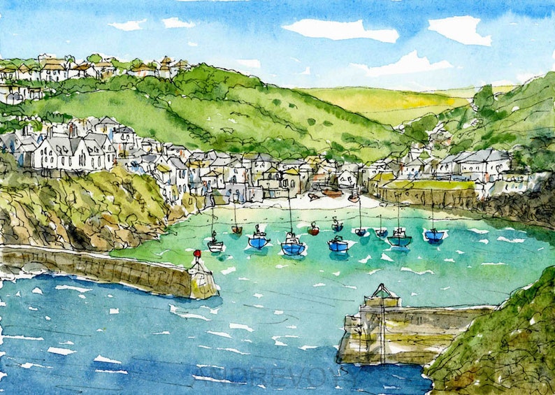 Cornwall Port Isaac Art Print From an Original Watercolor Painting ...